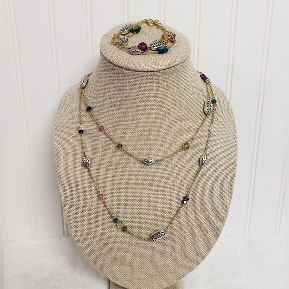 Brighton | Jewelry | Brighton Bon Vivant Bracelet Necklace Set Gold ...